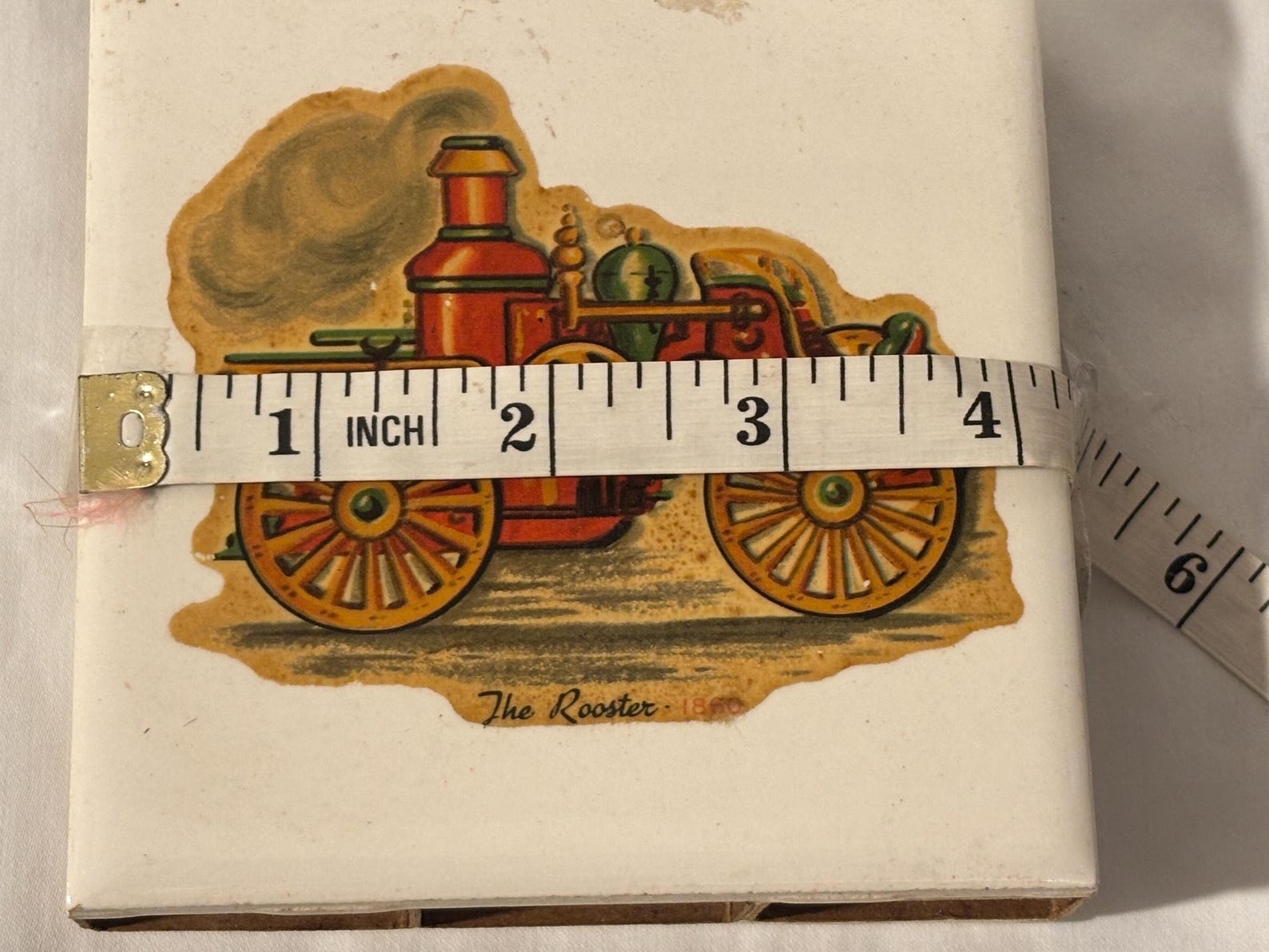 Vintage Porcelain Match Box Holder With Historic Train Print "the ...