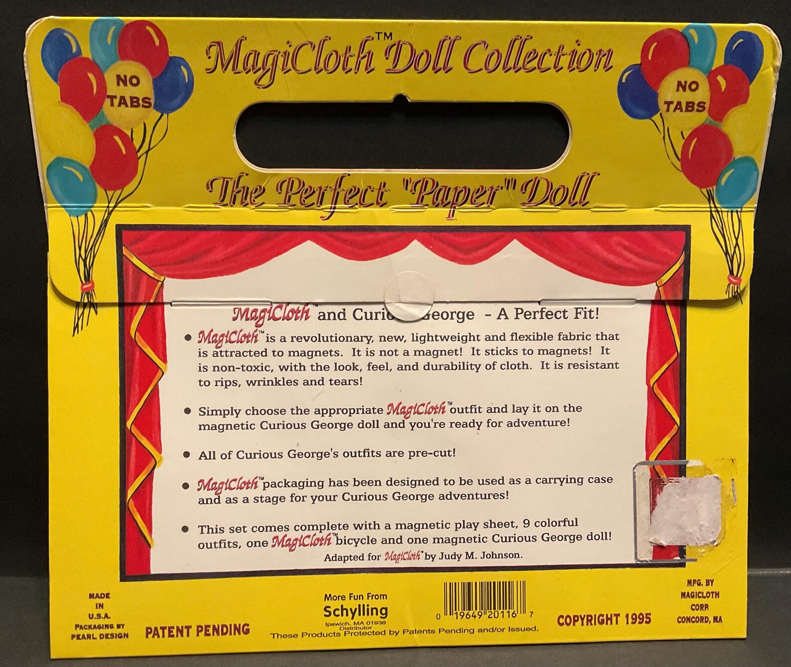 Vintage 1995 Magicloth Curious George Doll Set With Magnetic Outfits ...