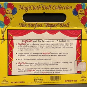 Vintage 1995 Magicloth Curious George Doll Set With Magnetic Outfits ...