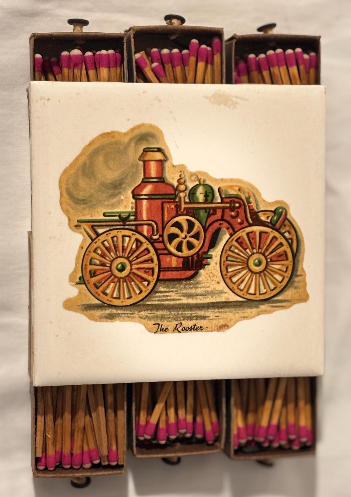 Vintage Porcelain Match Box Holder With Historic Train Print "the ...