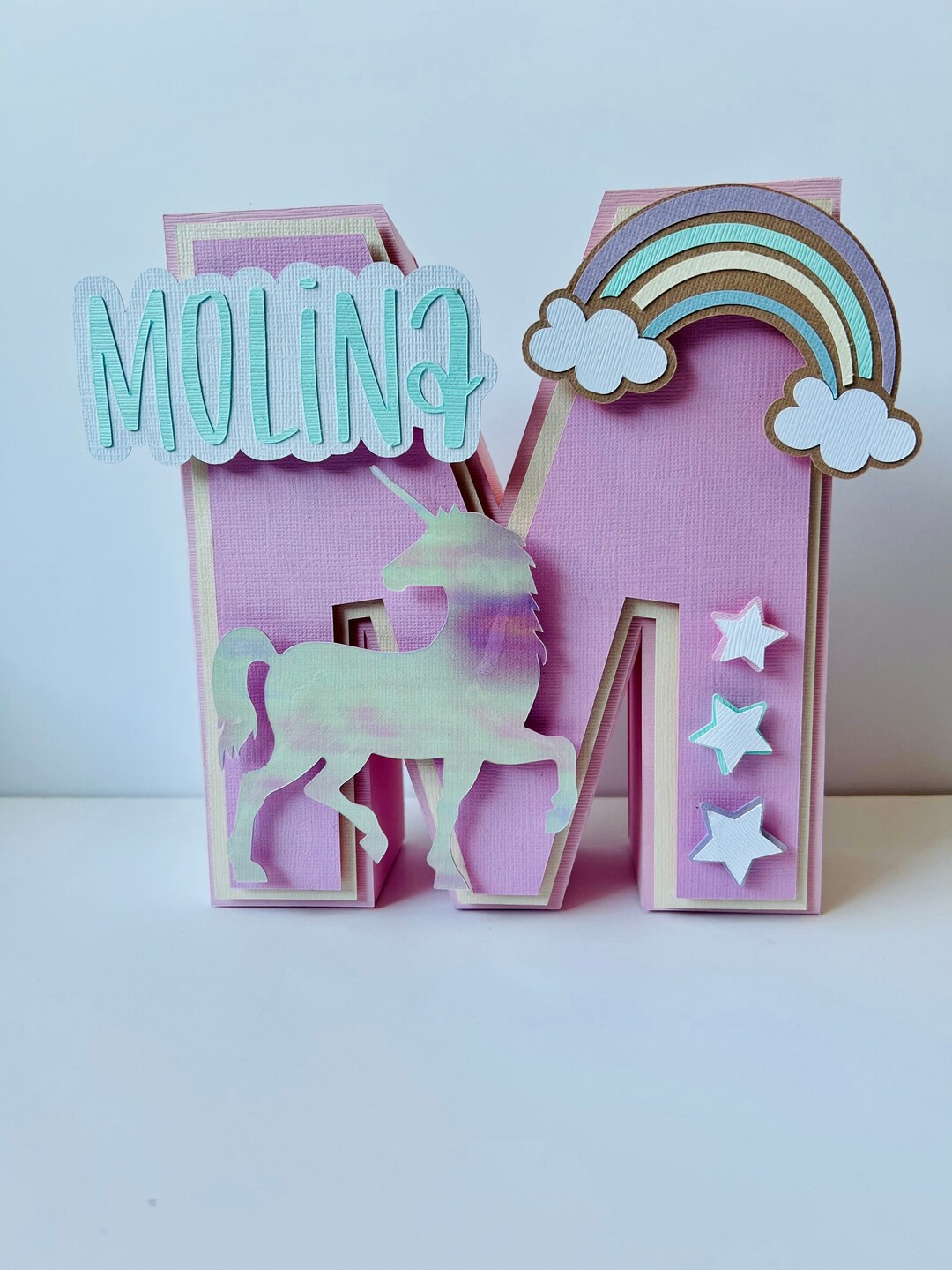 Unicorn 3D Letter Cardstock Paper Number Custom Name/3d - Etsy