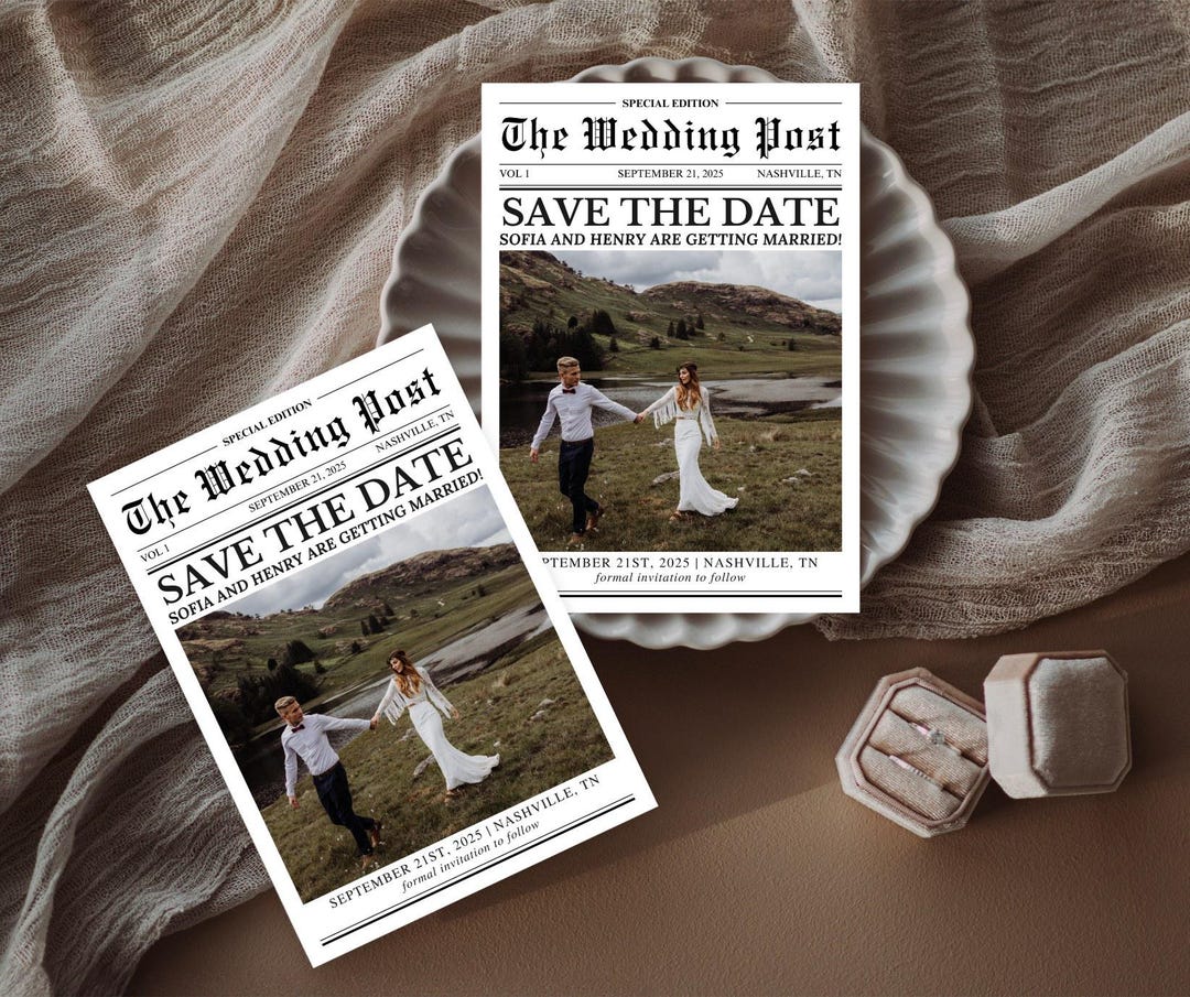 Newspaper Save the Date, Save the Date Printable Template, Save the ...