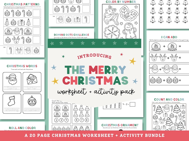 Christmas Preschool Worksheet Bundle: Holiday Learning Activities (PDF ...