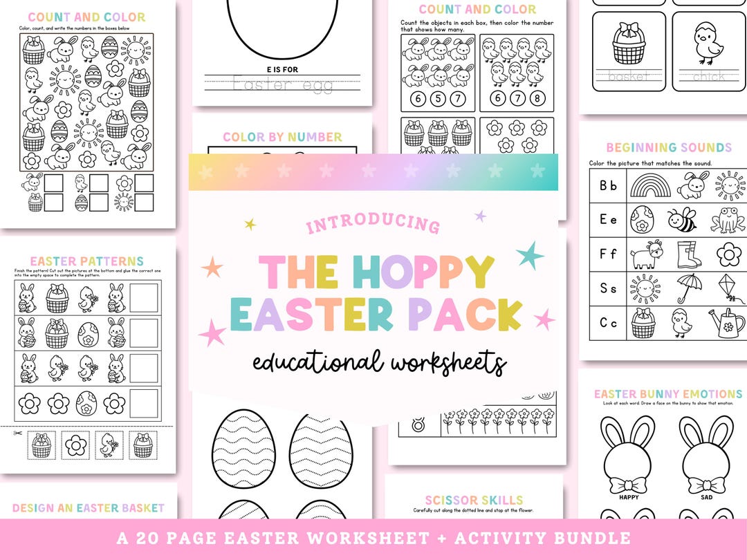 Easter Themed Educational Worksheet and Activity Bundle, Preschool ...