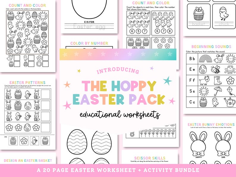 Easter Themed Educational Worksheet and Activity Bundle, Preschool ...