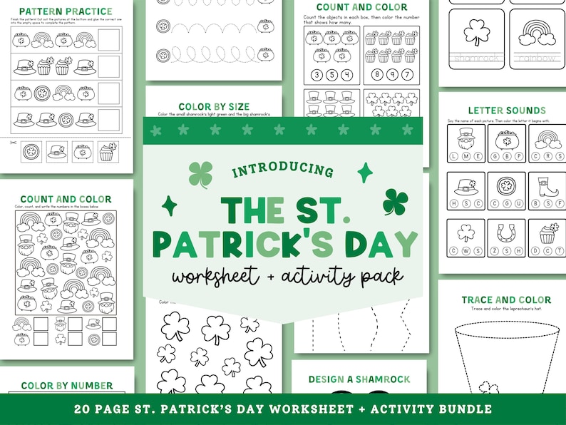 Printable St. Patrick's Day Worksheet Bundle, Preschool and ...