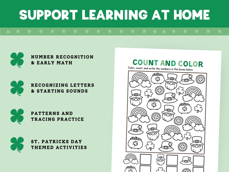 Printable St. Patrick's Day Worksheet Bundle, Preschool and ...