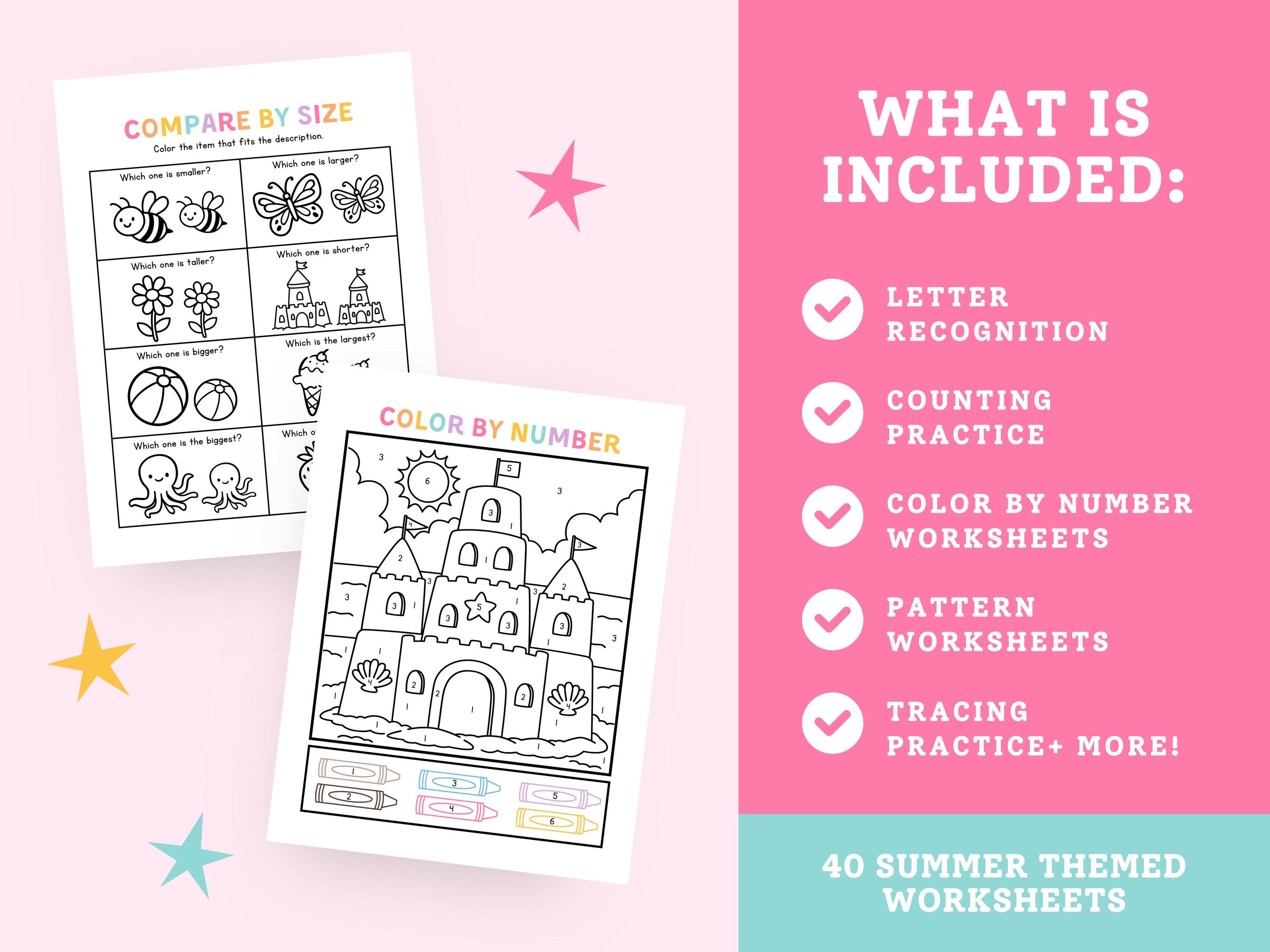 Printable Summer Activity Workbook: Preschool Kindergarten Worksheets ...