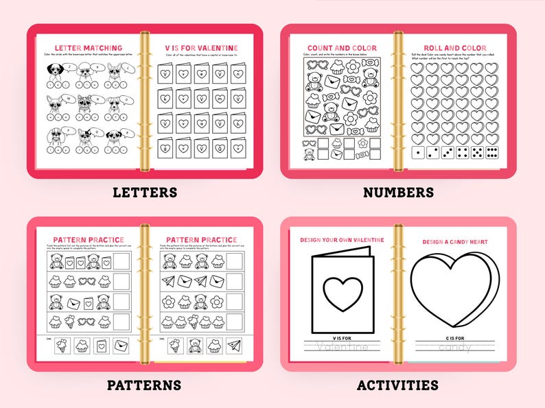 Valentines Day Worksheet Bundle, Preschool and Kindergarten Worksheet ...
