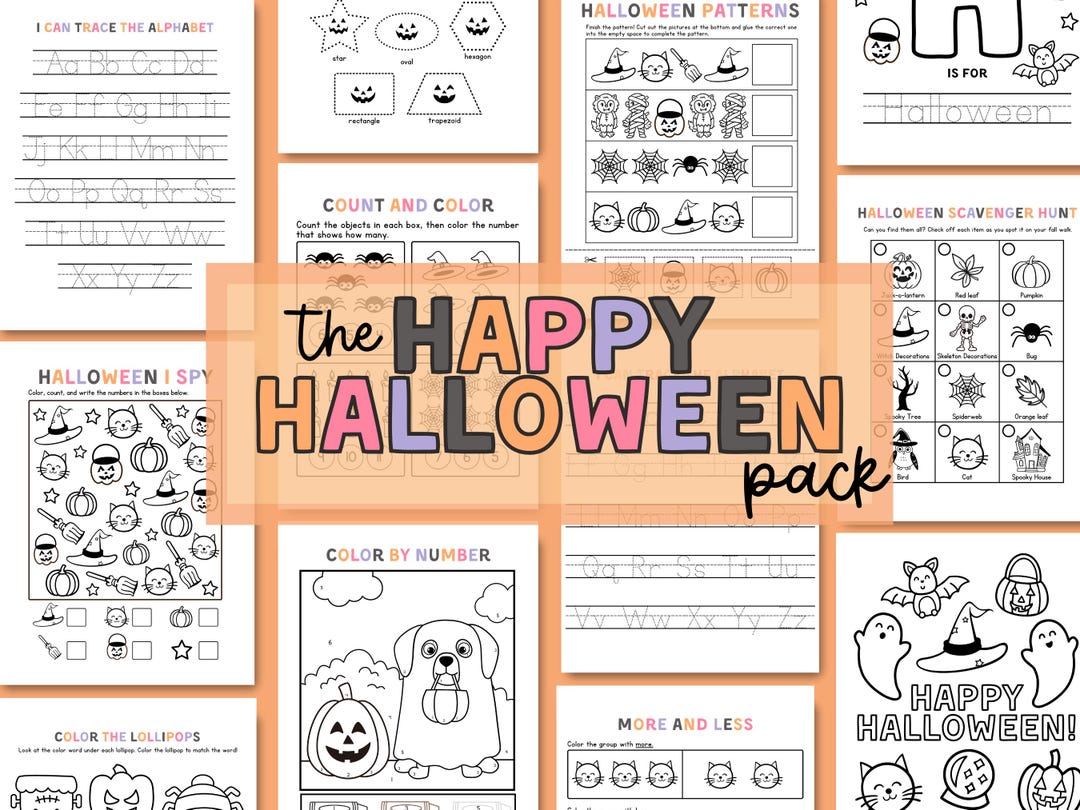 Halloween Worksheet Bundle for Preschool and Kindergarten Homeschool ...