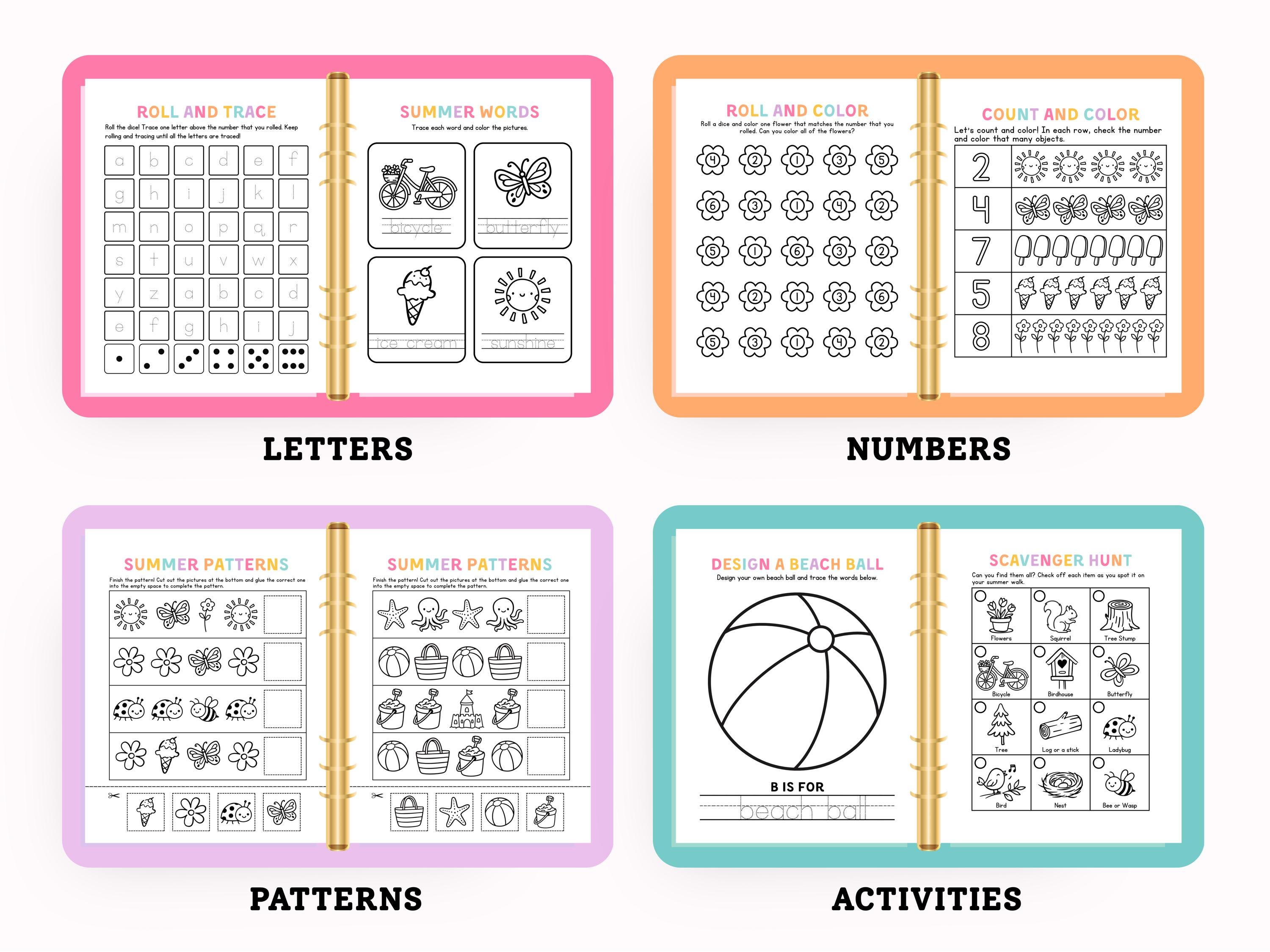 Printable Summer Activity Workbook: Preschool Kindergarten Worksheets ...