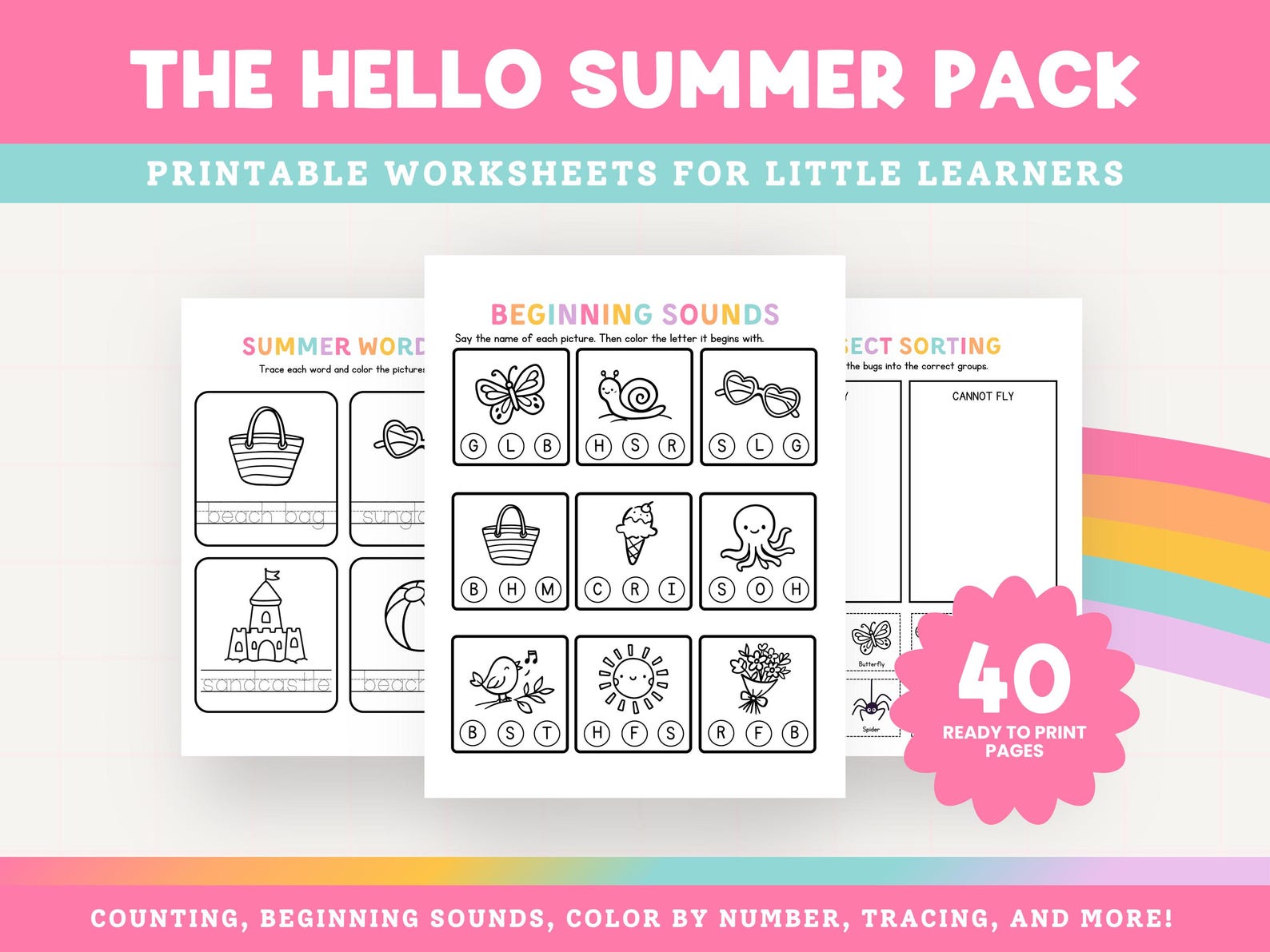 Printable Summer Activity Workbook: Preschool Kindergarten Worksheets ...