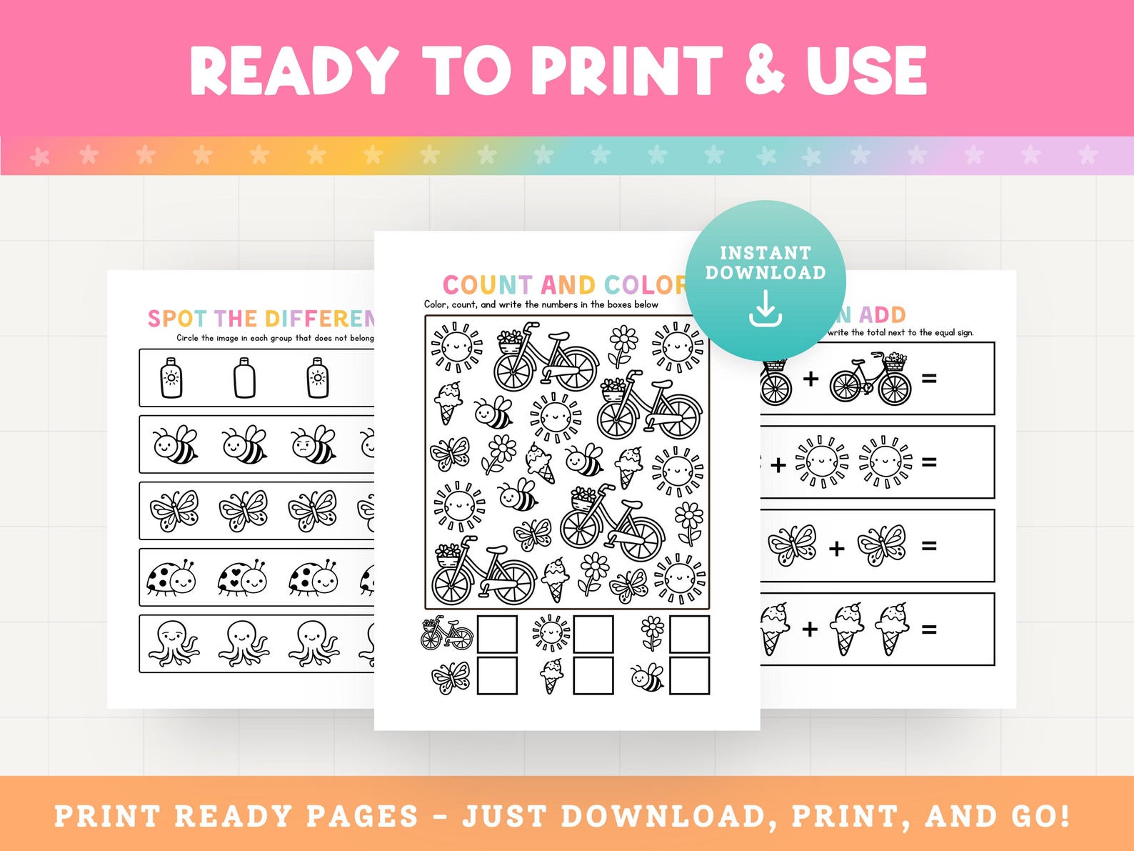 Printable Summer Activity Workbook: Preschool Kindergarten Worksheets ...