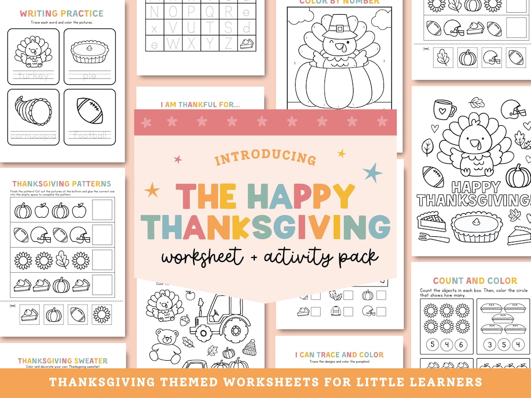 Thanksgiving Worksheet Bundle: Preschool & Kindergarten Learning (PDF ...
