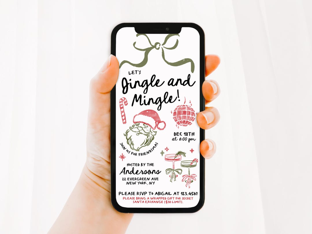 Christmas Party Invitation Template, Holiday Party Mobile Invite - Etsy