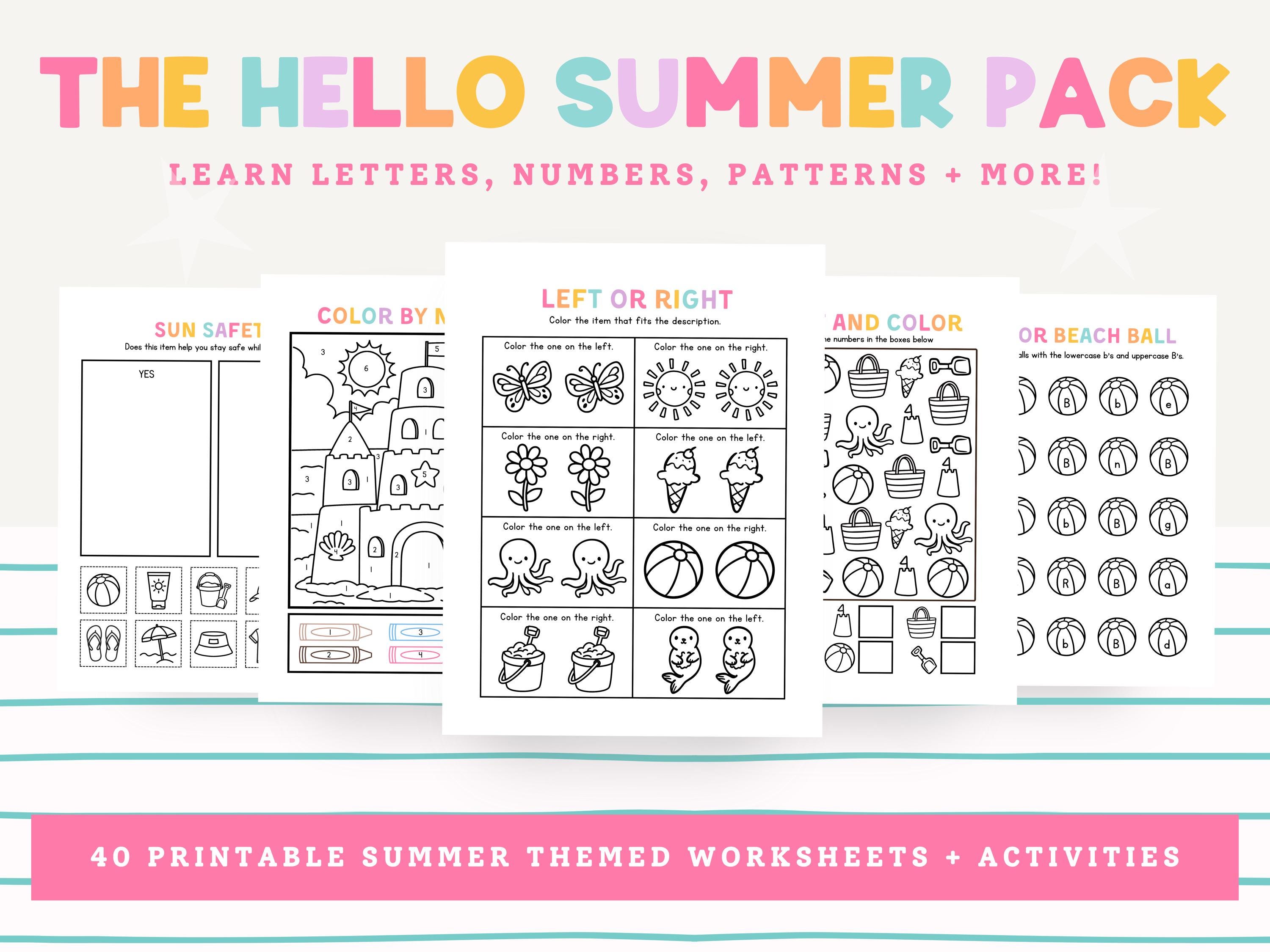 Printable Summer Activity Workbook: Preschool Kindergarten Worksheets ...