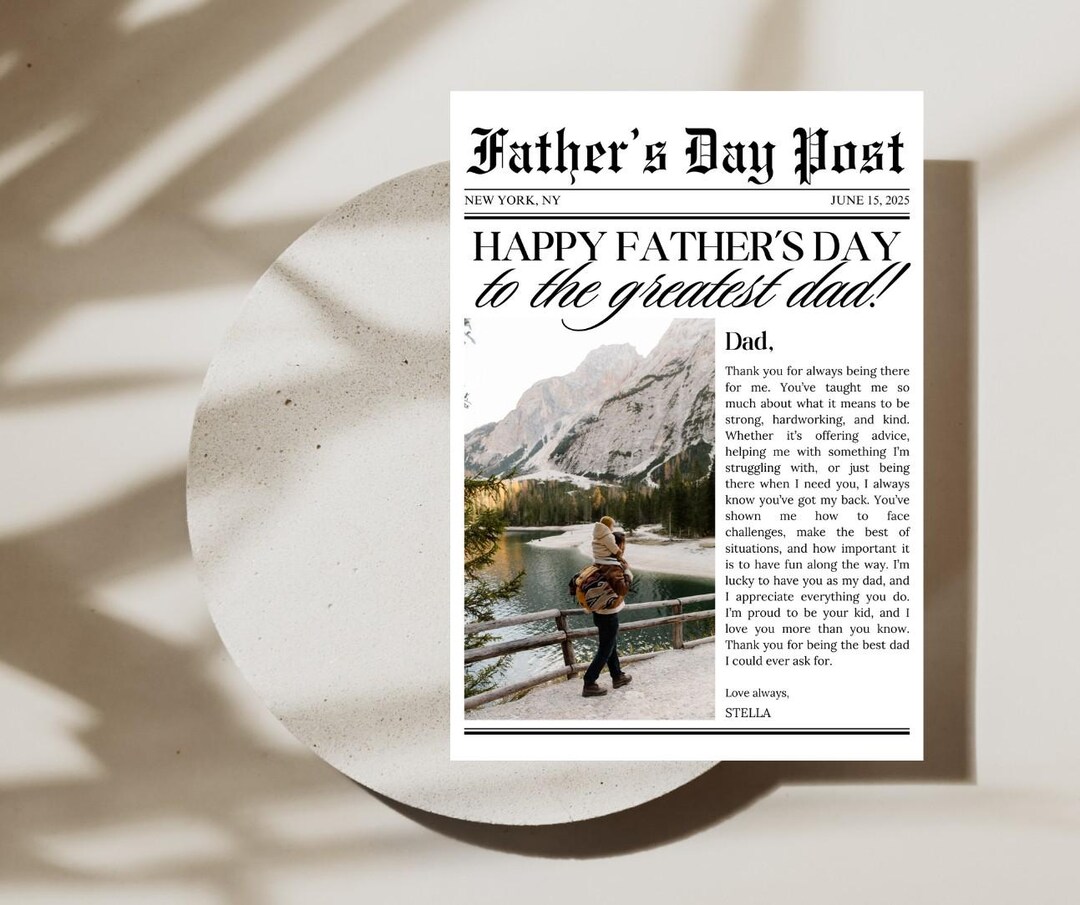 Editable Fathers Day Newspaper Template, Personalized Fathers Day Gift ...