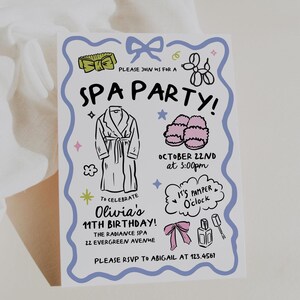 Editable Spa Party Invitation Template, Birthday Party Invite - Etsy