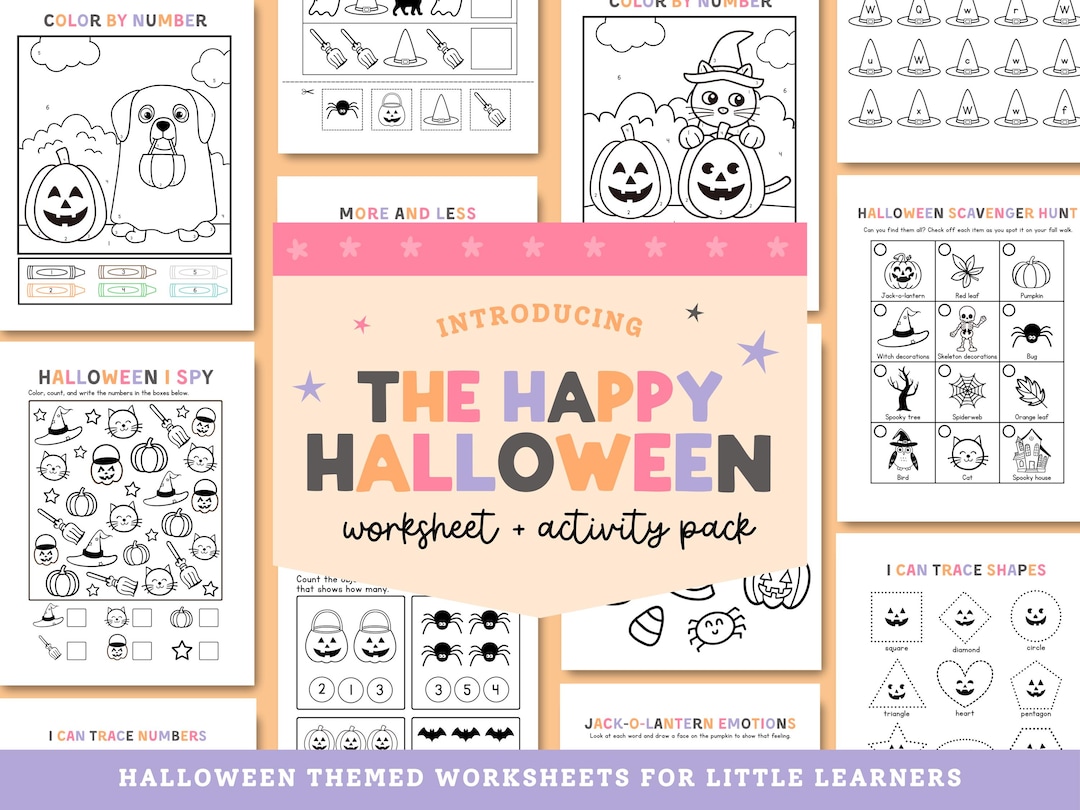 Halloween Activity Worksheets: Preschool & Kindergarten Learning Bundle ...