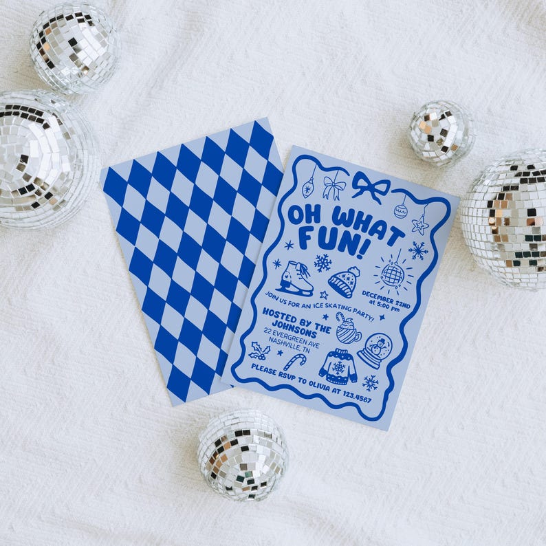 Ice Skating Party Invitation, Holiday Party Invite, Winter Party ...