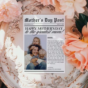 Editable Mother's Day Newspaper Gift: Personalized Printable Card ...