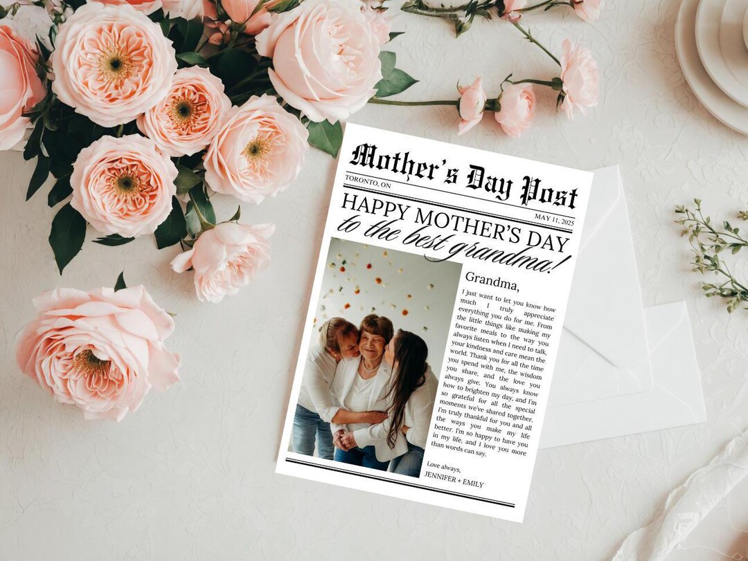 Editable Mothers Day Newspaper Template for Grandma, Personalized ...