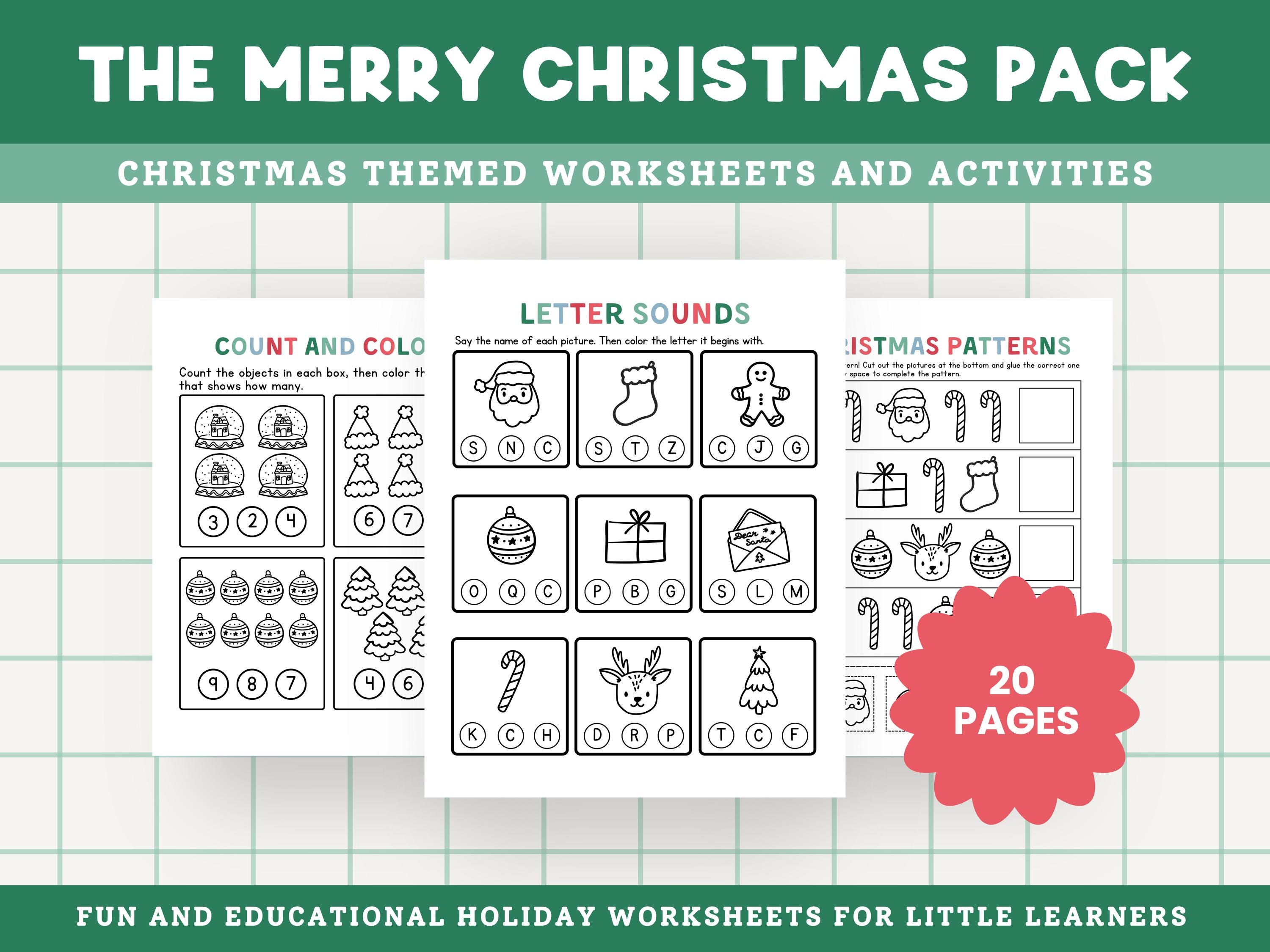 Christmas Preschool Worksheet Bundle: Holiday Learning Activities (PDF ...