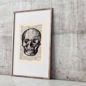 vintage skeleton print with skull and bones antique medical | Etsy