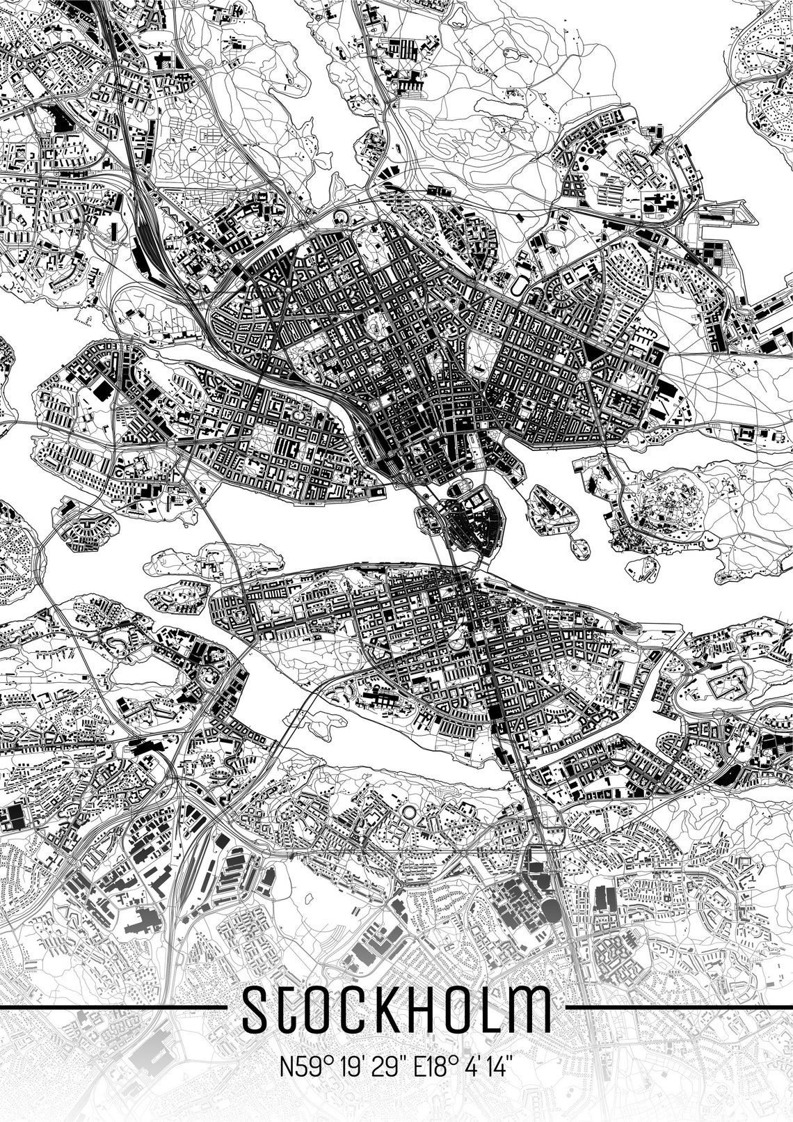 Stadtplan Estocolmo Sólo un mapa | Etsy