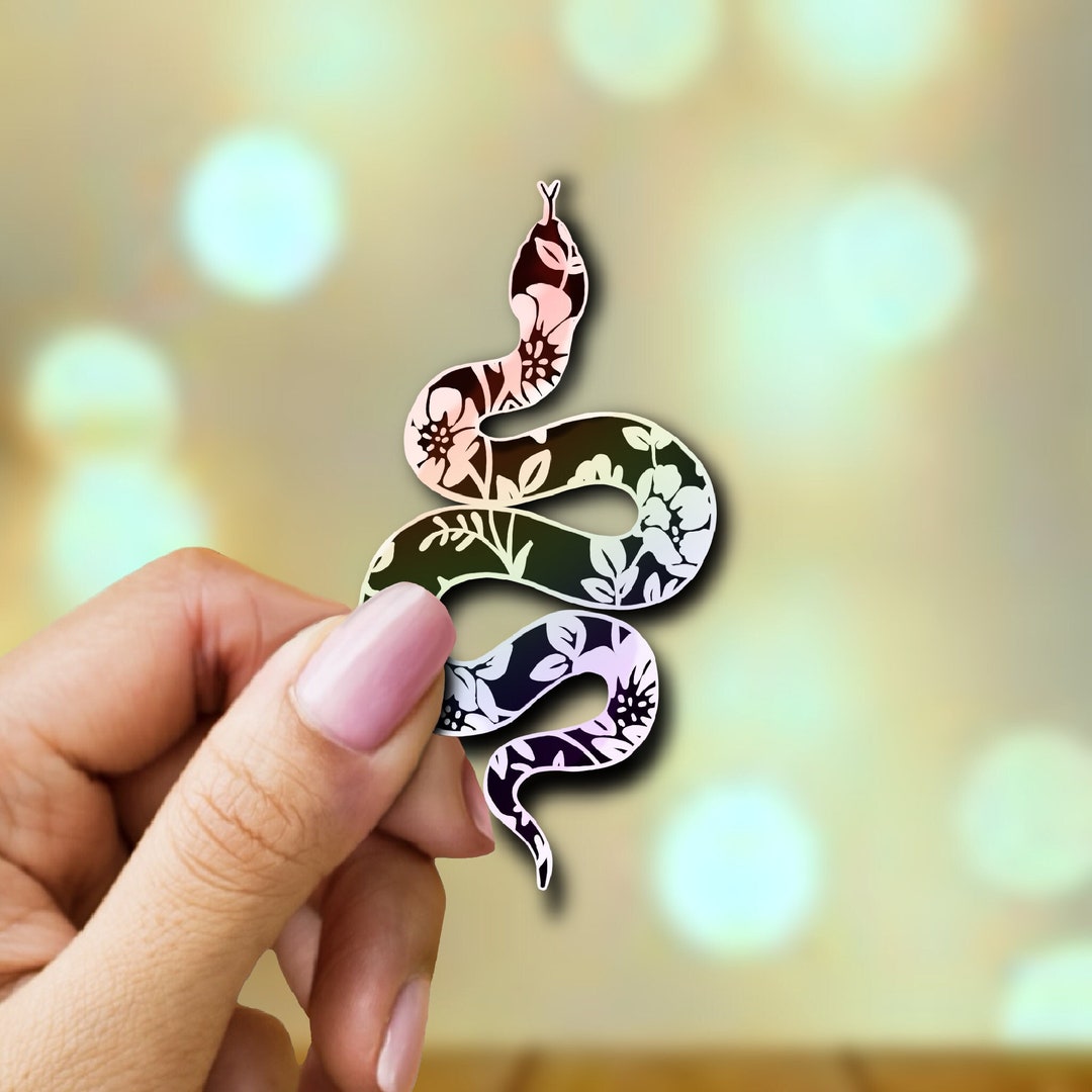 Holo Floral Snake Sticker - Etsy