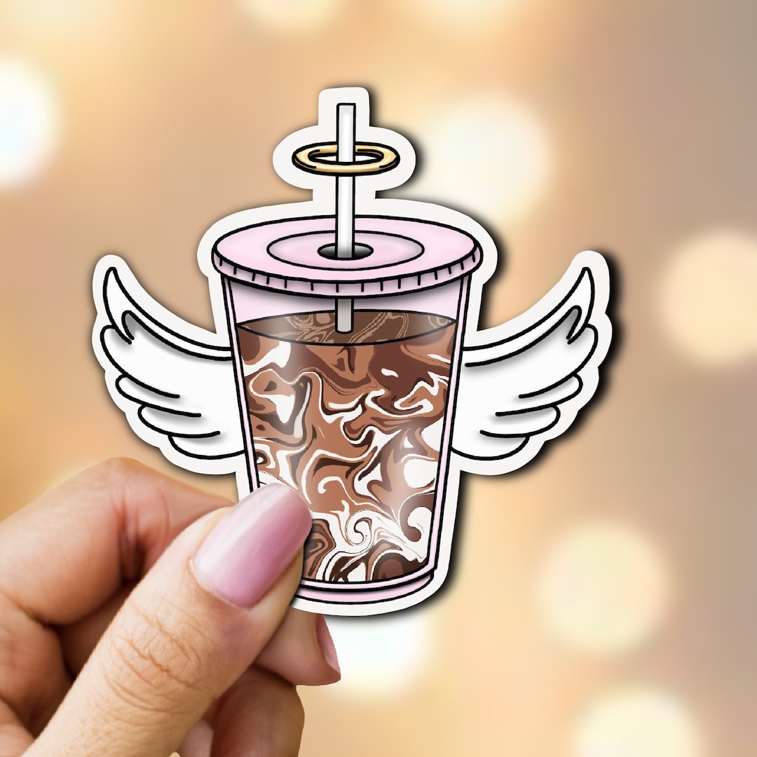 Coffee Angel Sticker / Iced Coffee Sticker - Etsy