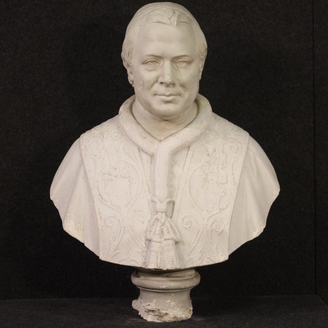 Great Statue in Plaster Sculpture Half Bust Portrait Prelate Art 20th ...