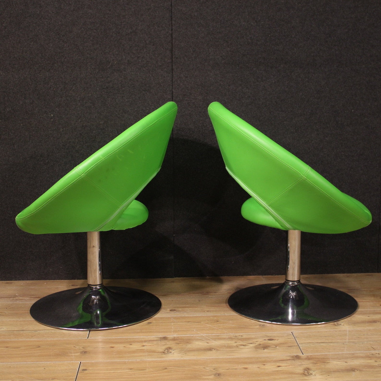 Pair of Armchairs Two Furniture Design Modern Chairs 80s Faux Leather ...