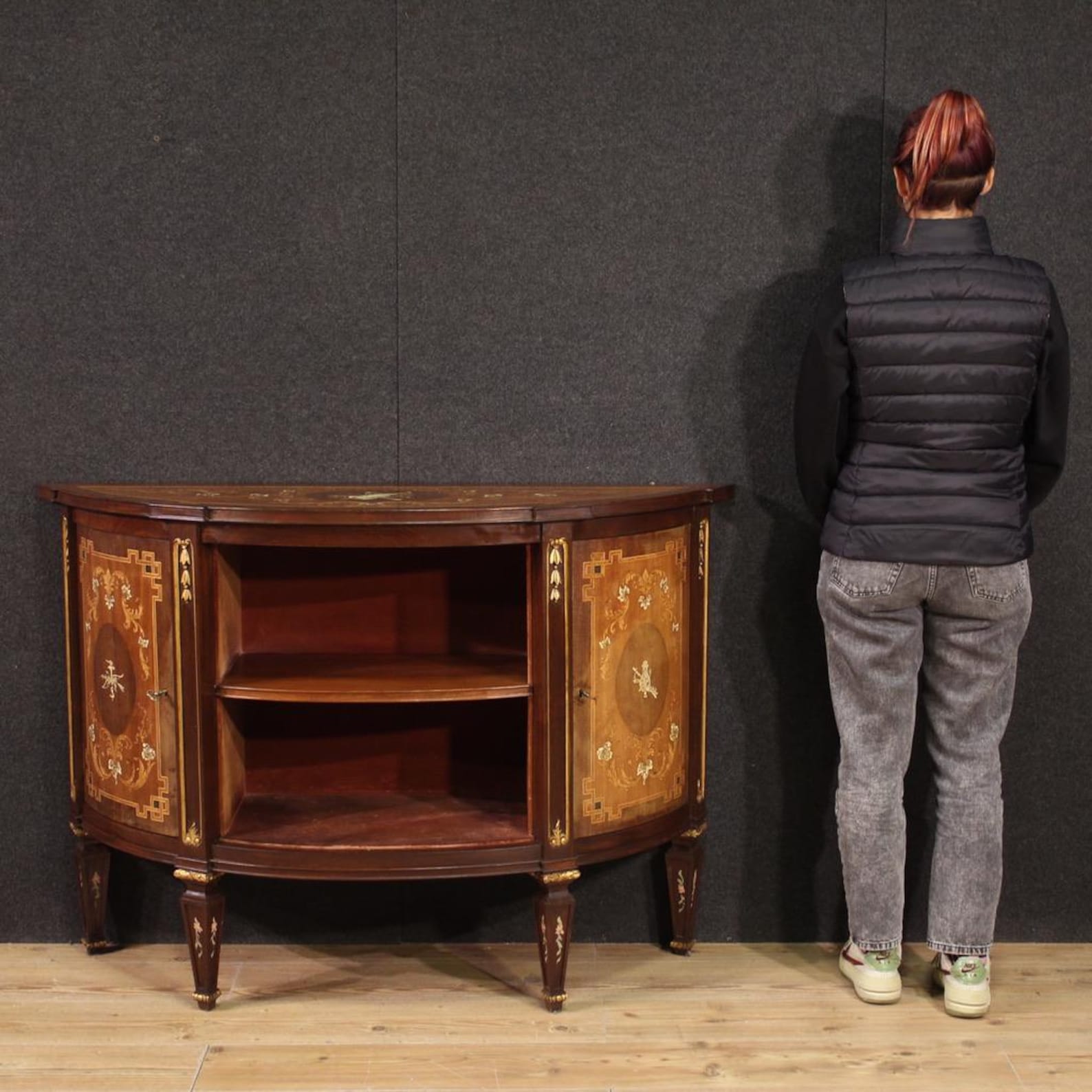Half Moon Sideboard Antique Style Louis XVI Furniture Inlaid Wood 20th ...
