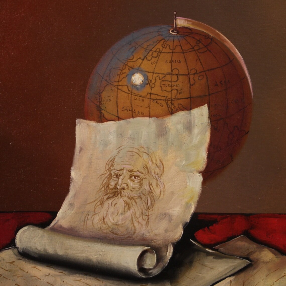 Still Life Musical Instruments Painting Oil Canvas Antique Style ...