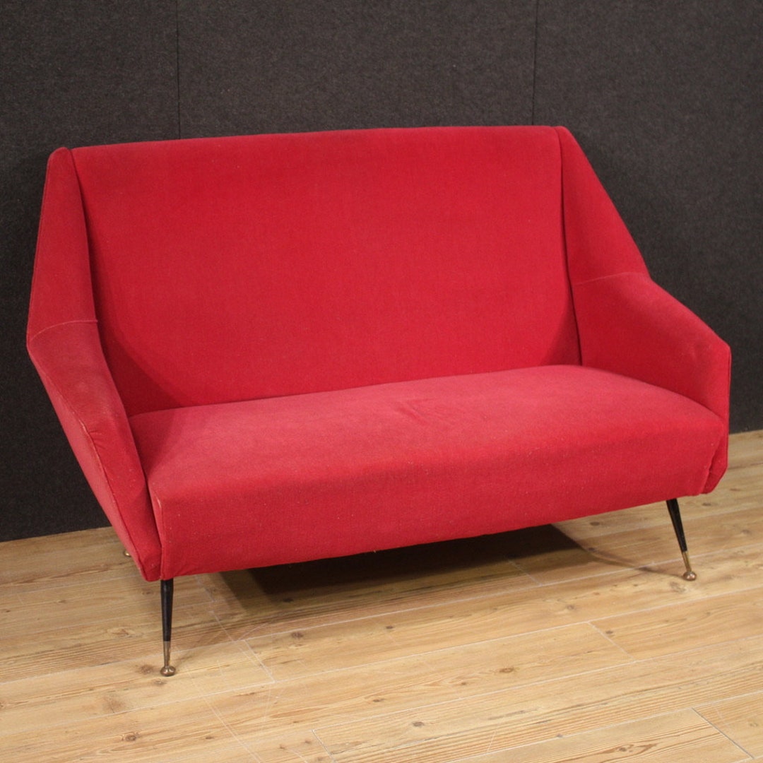 Italian Sofa Modern Vintage Design Furniture Couch in Red Velvet Living ...