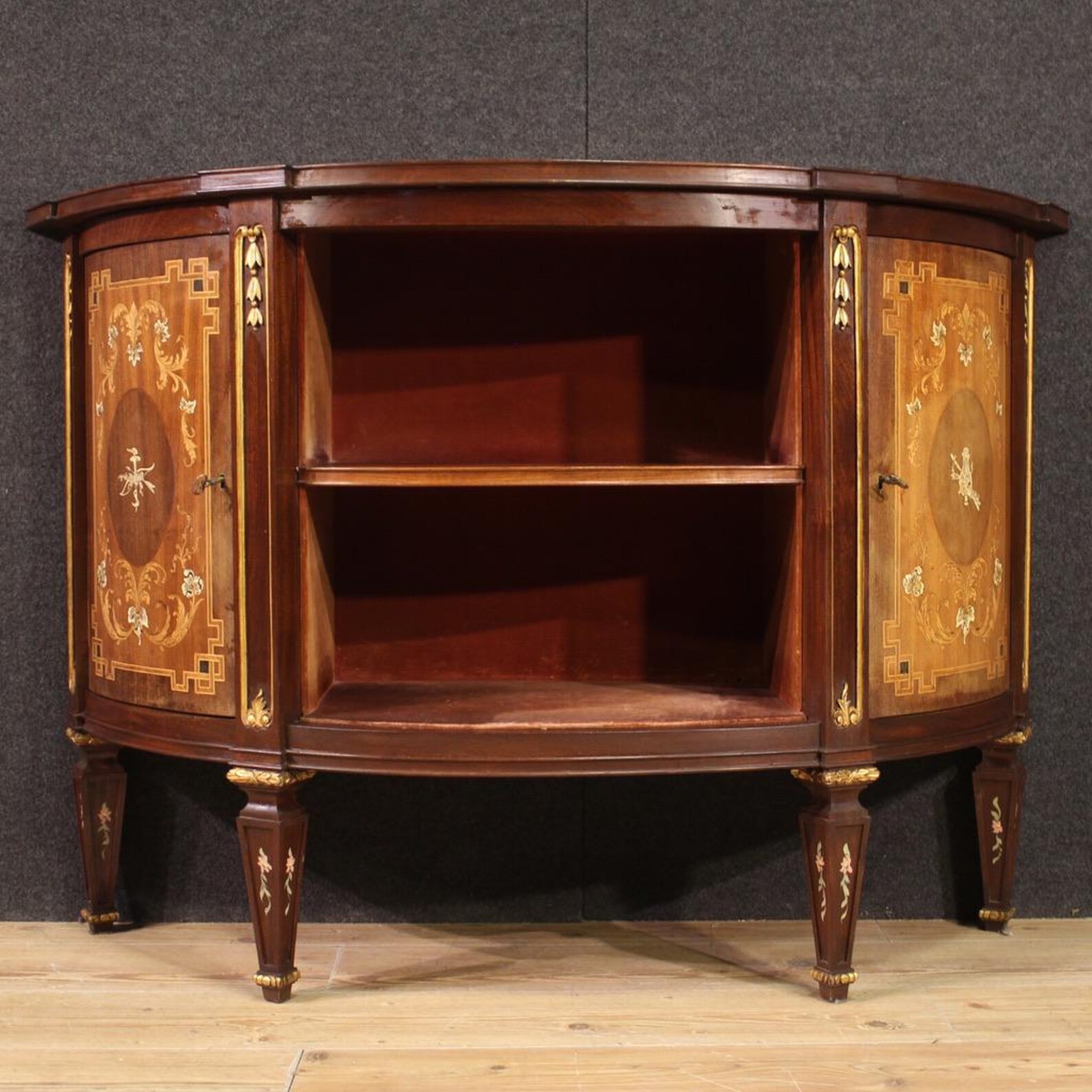 Half Moon Sideboard Antique Style Louis XVI Furniture Inlaid Wood 20th ...