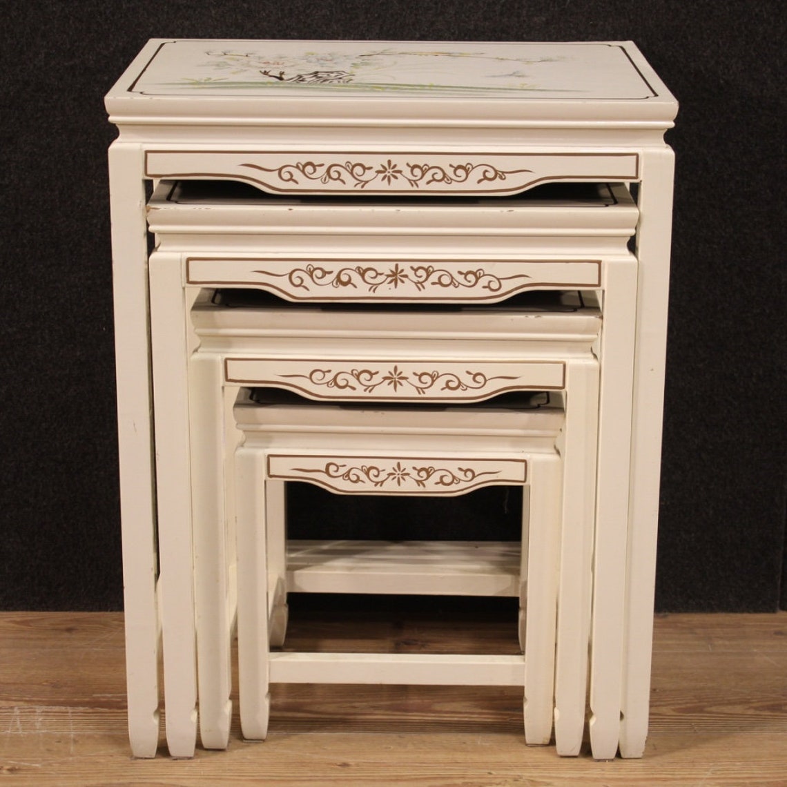 French Interlocking Furniture Coffee Tables Wood Chinoiserie Living ...
