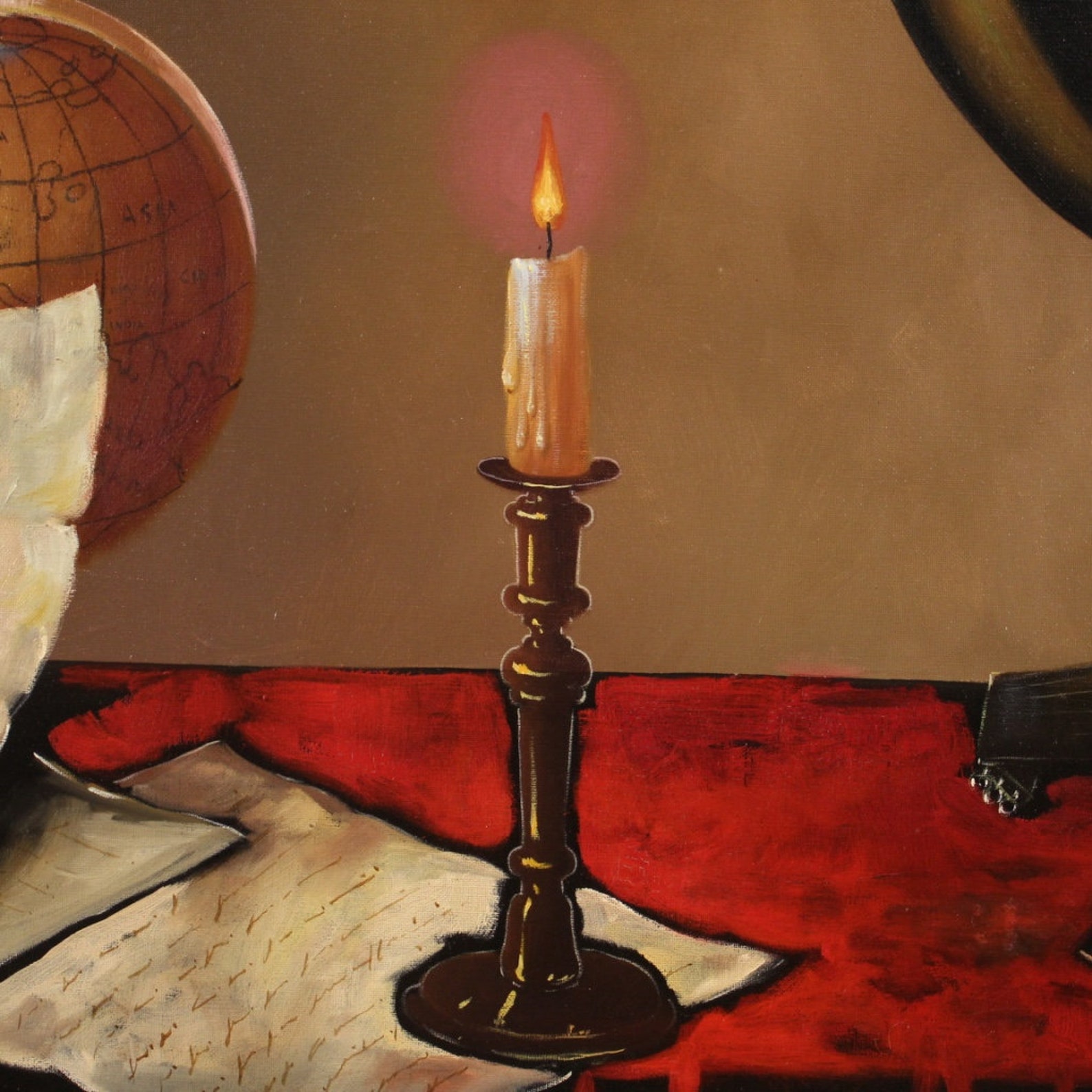 Still Life Musical Instruments Painting Oil Canvas Antique Style ...