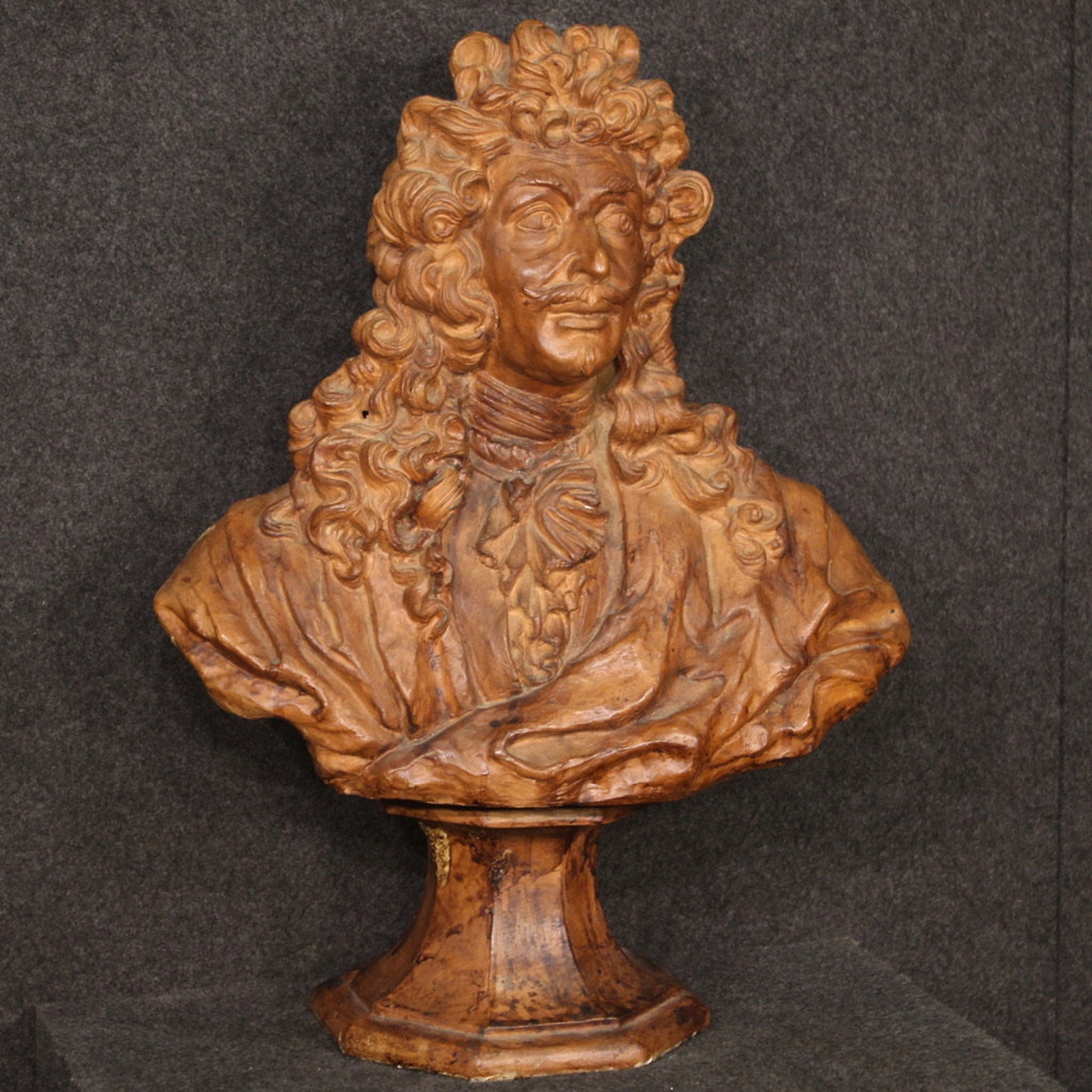 Terracotta Sculpture Half Bust Statue Antique Style French Noble 20th ...