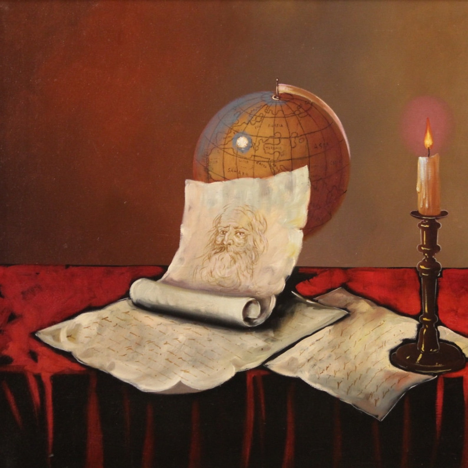 Still Life Musical Instruments Painting Oil Canvas Antique Style ...