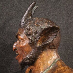 Faun Pan Terracotta Sculpture Polychrome Statue Mythological Satyr 19th ...