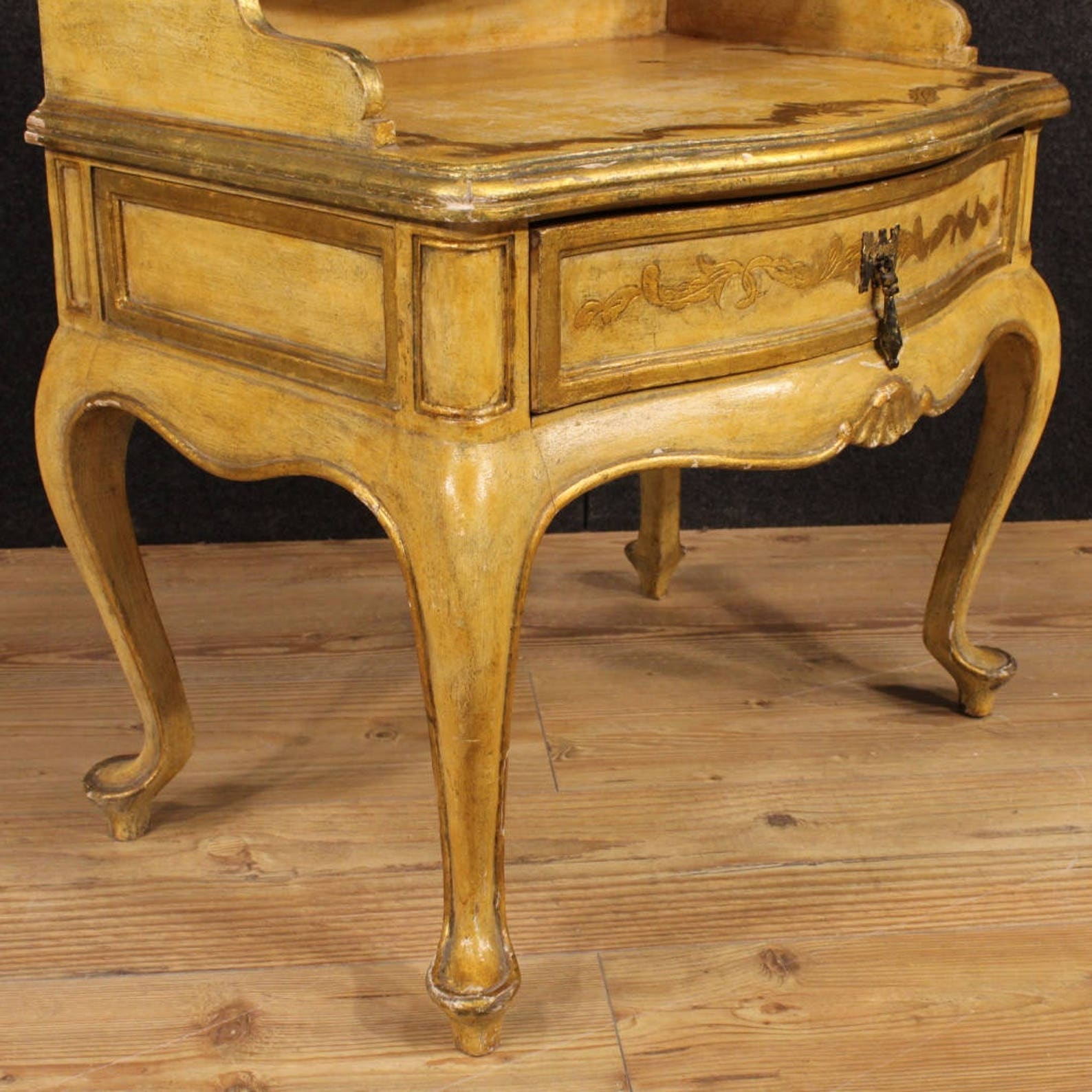Spanish Night Stand In Lacquered And Gilded Wood Etsy