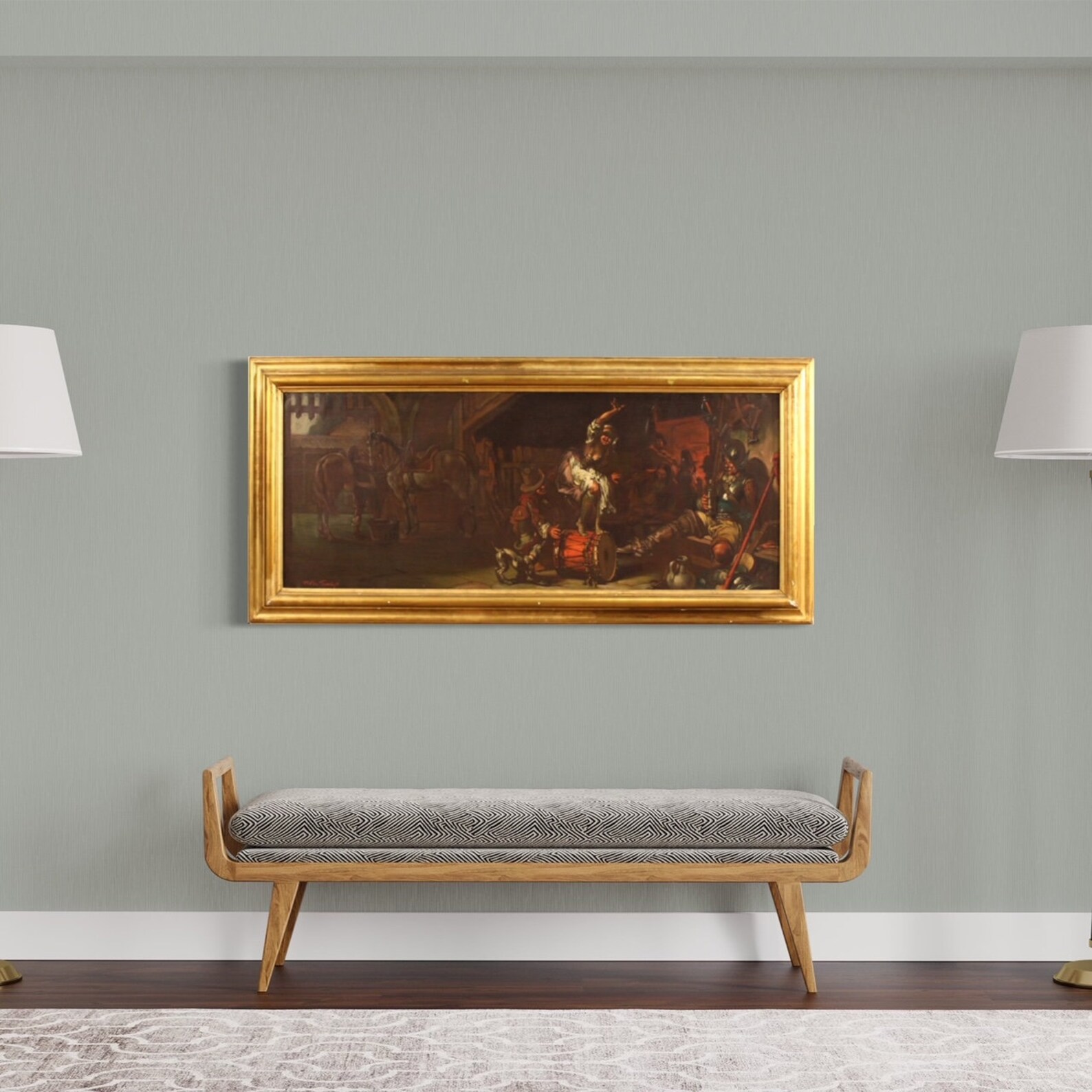 Painting Signed Mattia Traverso Framework Oil on Canvas Frame Popular ...