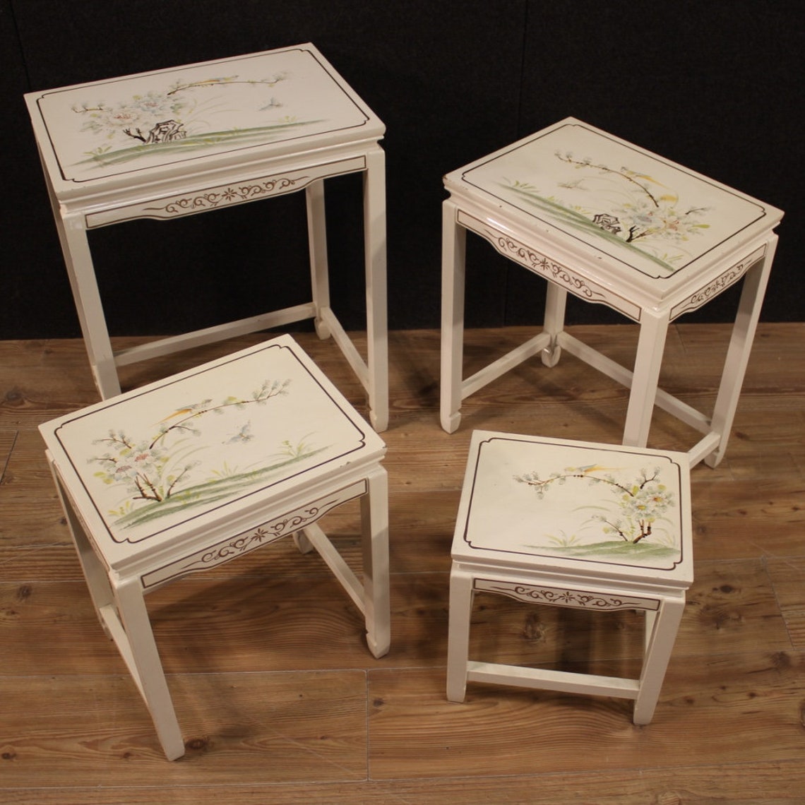 French Interlocking Furniture Coffee Tables Wood Chinoiserie Living ...