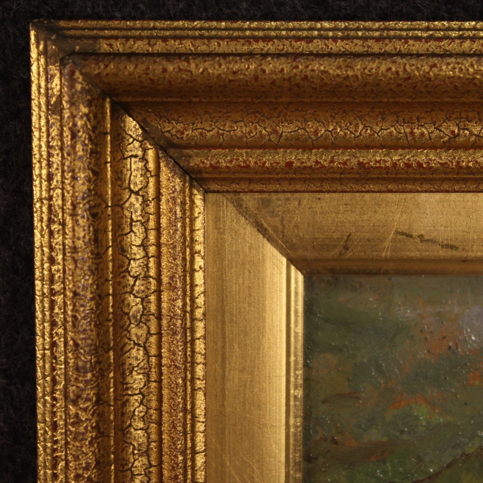 Painting Framework Oil on Cardboard Antique Style Signed Landscape ...