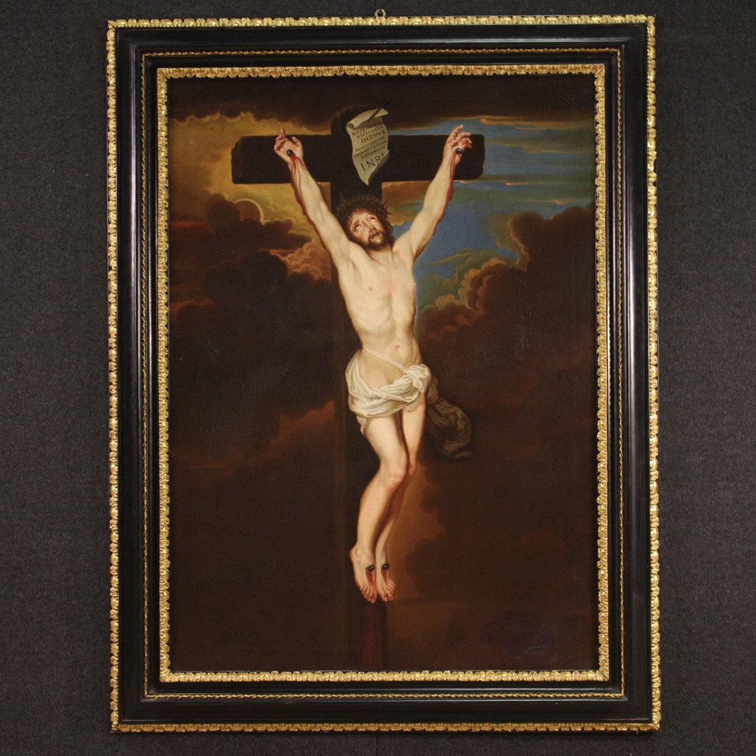Crucifixion Christ Antique Religious Painting Oil on Canvas Art 17th Century - Etsy