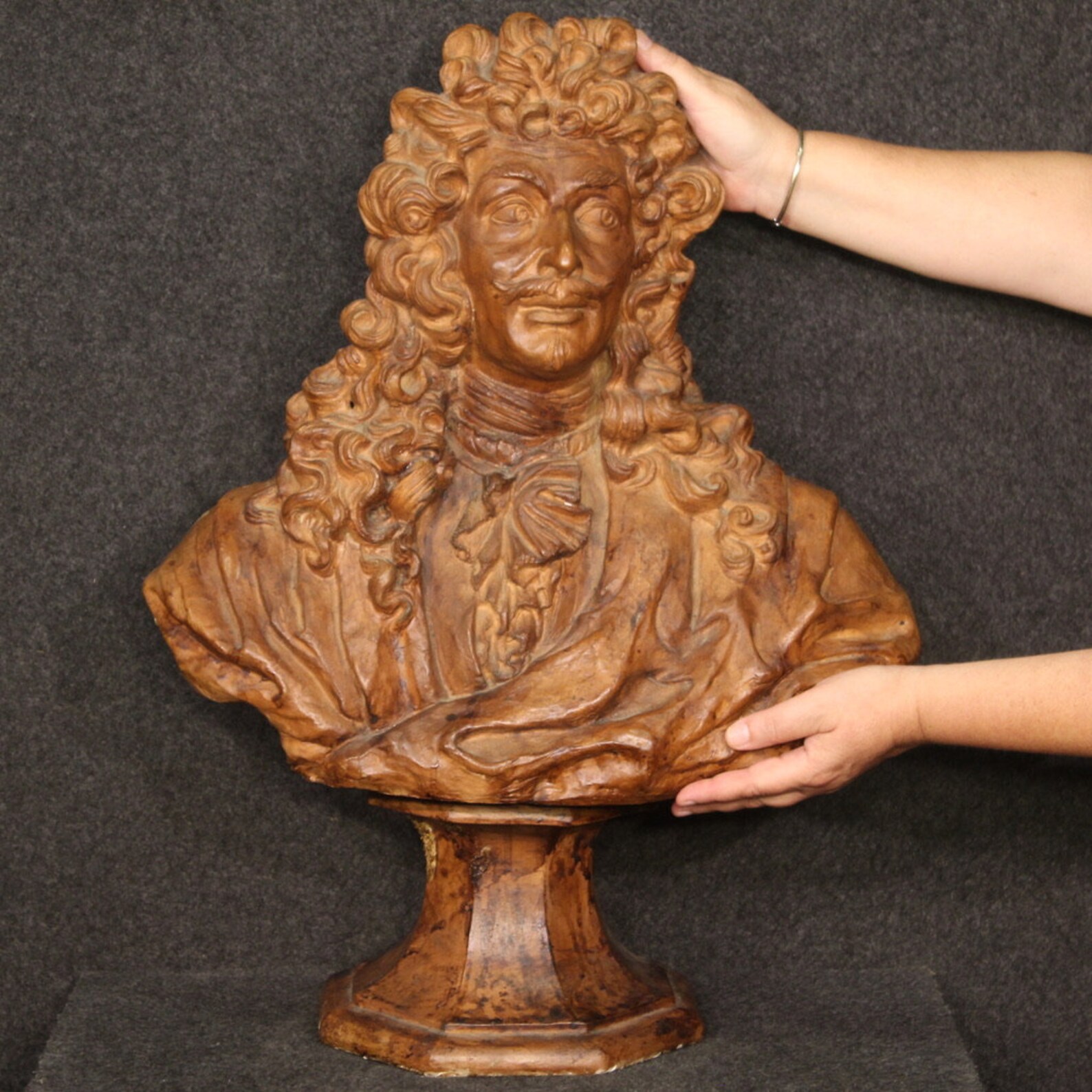 Terracotta Sculpture Half Bust Statue Antique Style French Noble 20th ...