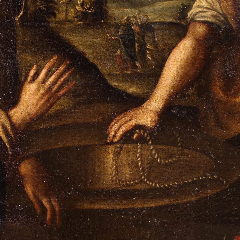 Antique Painting Christ Samaritan Woman Well Religious Artwork 17th Century - Etsy