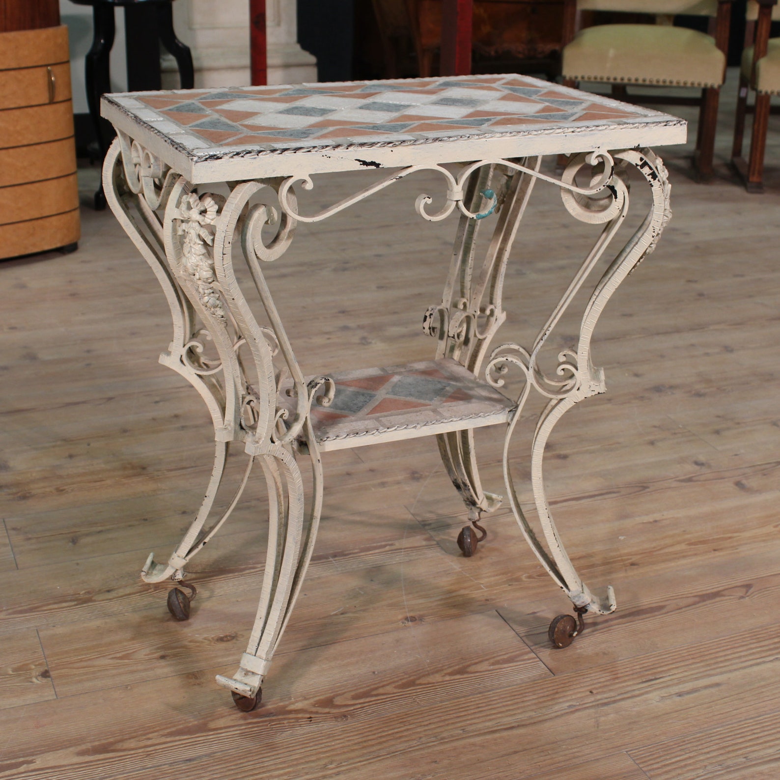 French Iron Table With Double Shelf From 20th Century - Etsy